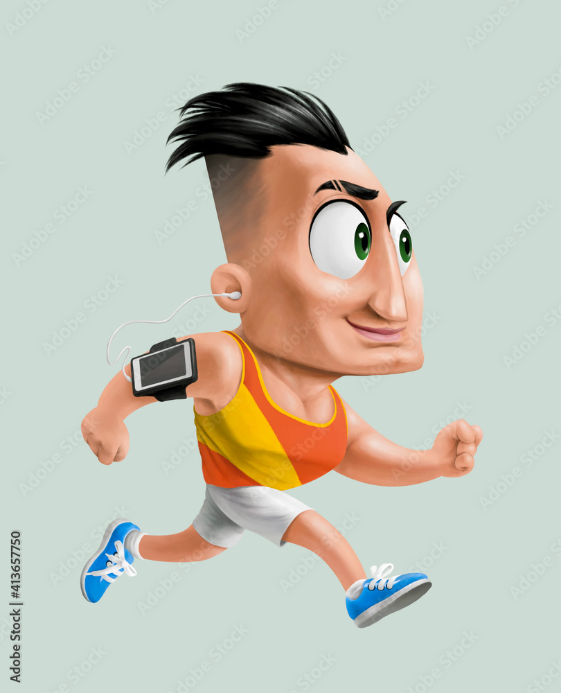 Cartoon character running Stock Illustration | Adobe Stock