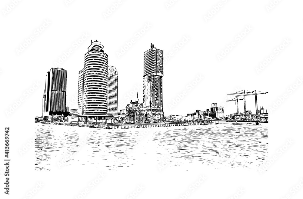 Building view with landmark of Rotterdam is the city in the Netherlands ...