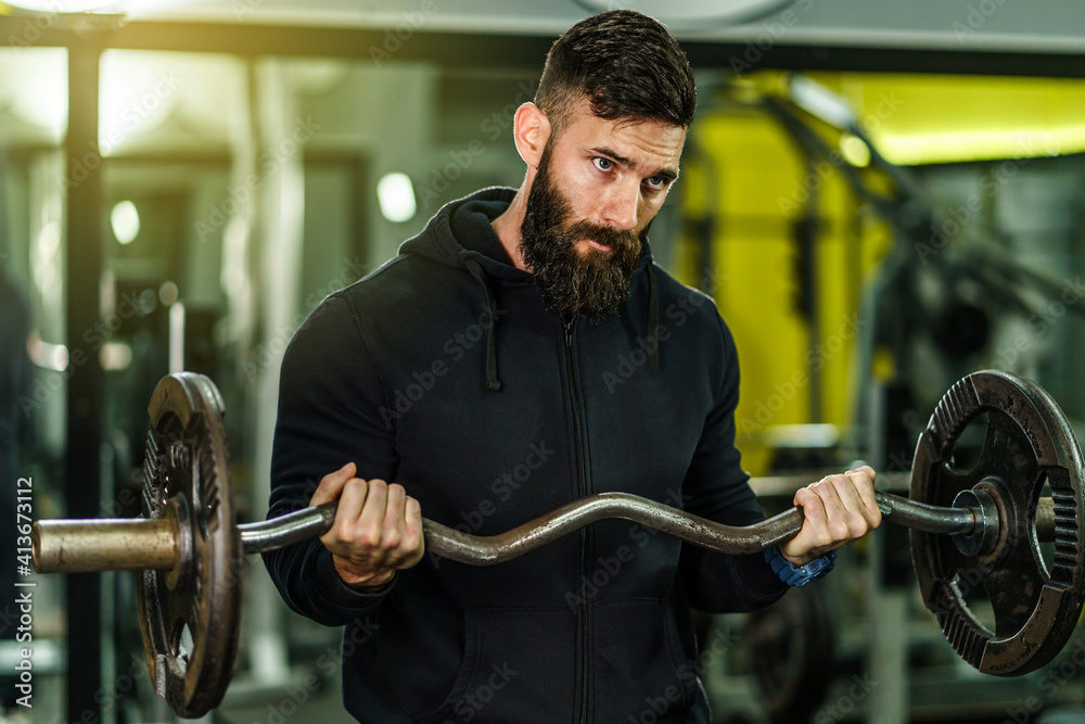 Front view portrait of young caucasian man male athlete bodybuilder ...