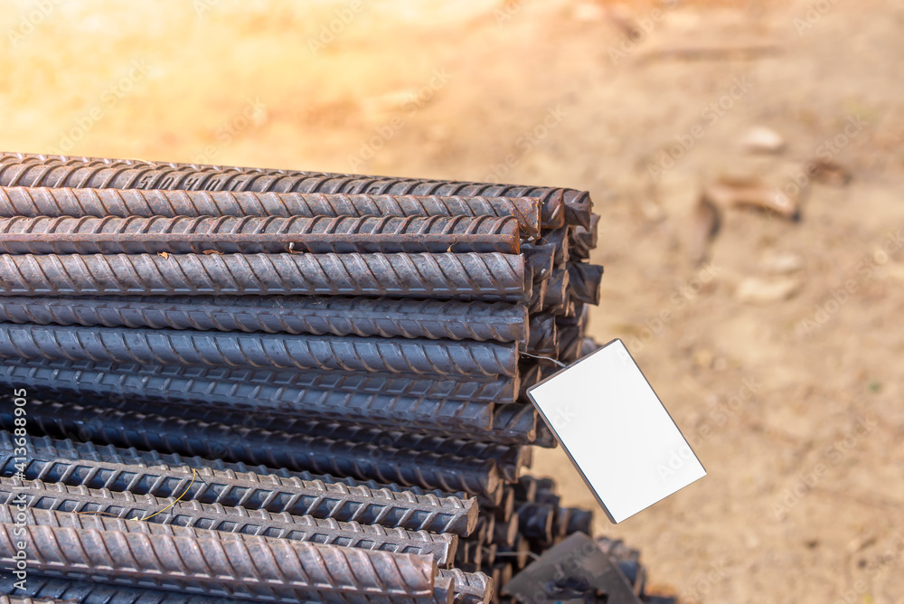 Construction worker Making Reinforcement steel rod and deformed bar ...