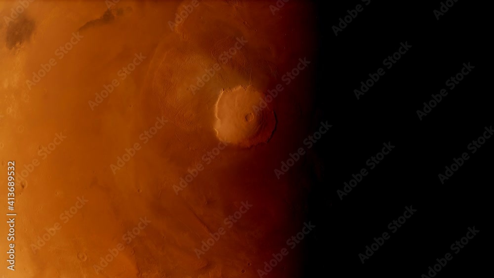 Vídeo do Stock: Olympus Mons spins past below on the surface of Mars ...