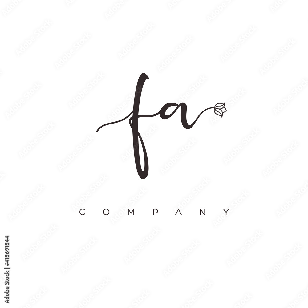 initial FA logo with flower Stock Vector | Adobe Stock