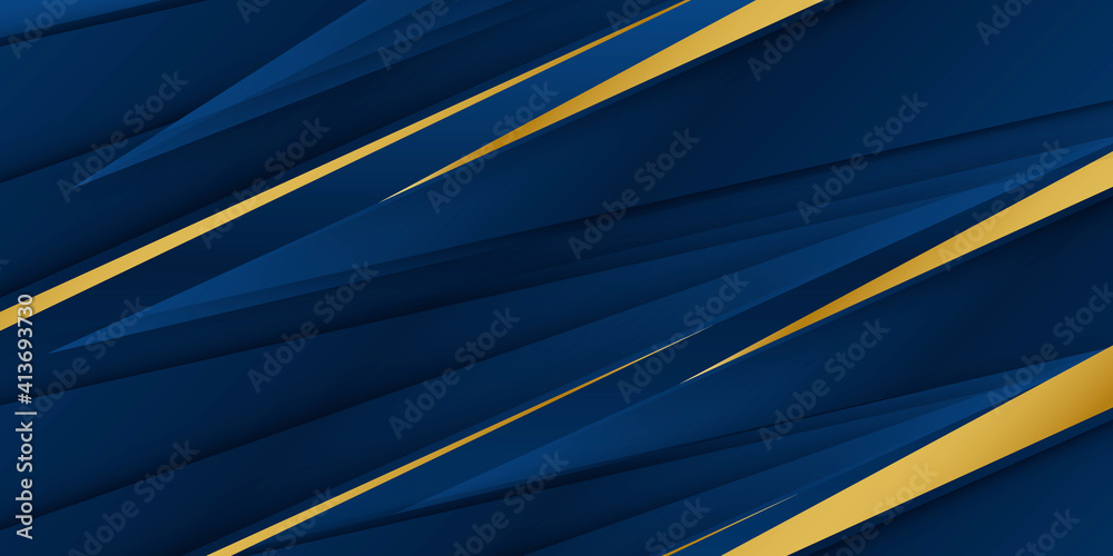 Abstract template blue geometric diagonal background with golden line ... Abstract template blue geometric diagonal background with golden line ...