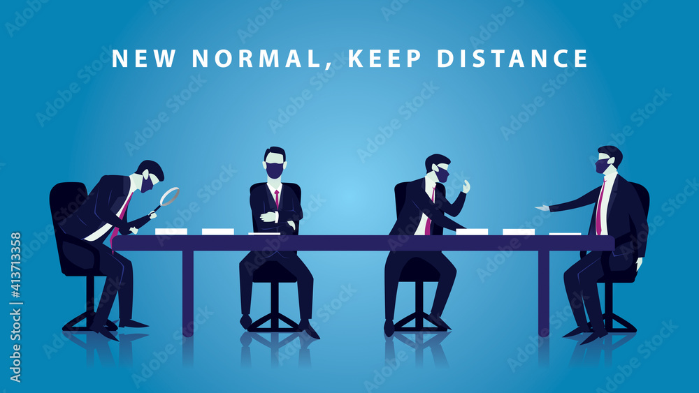 Business people doing meeting during covid 19 coronavirus pandemic with ...