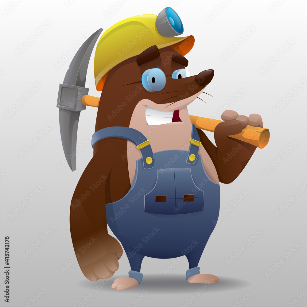 Cartoon cute mole miner for game. Vector illustration Stock Vector ...
