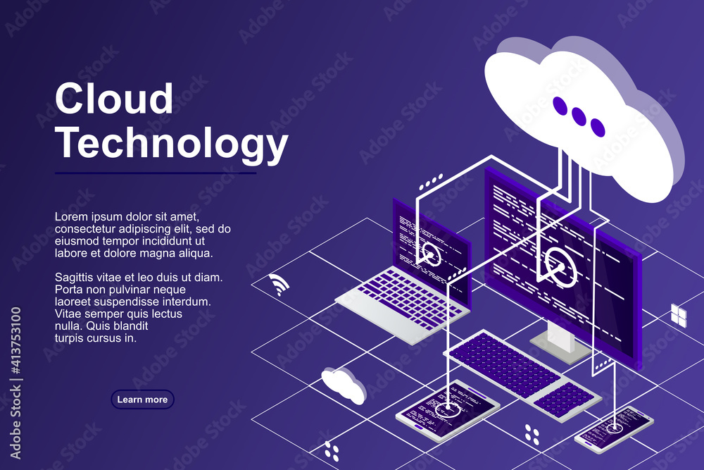 Cloud computing concept isometric vector illustration. Modern cloud ...