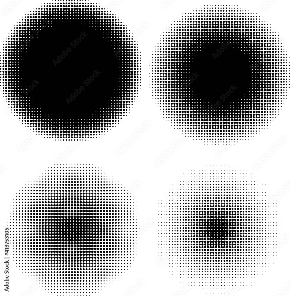four round dithering texture effects Stock Vector | Adobe Stock