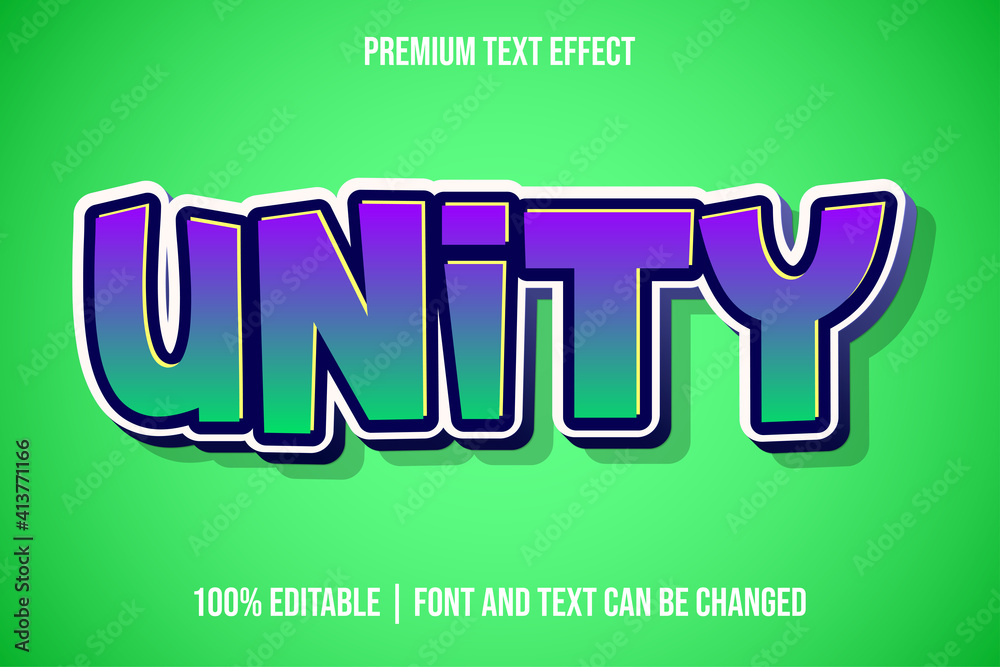 Unity Editable 3d Text Effect Templates Stock Vector | Adobe Stock
