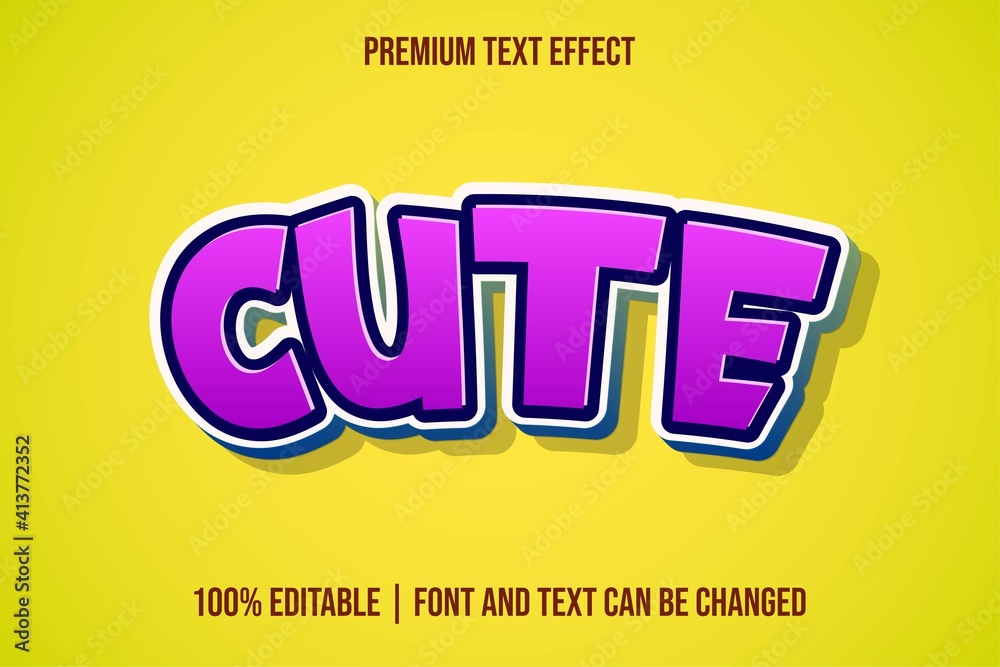 Cute Editable 3d Text Effect Templates Stock Vector | Adobe Stock