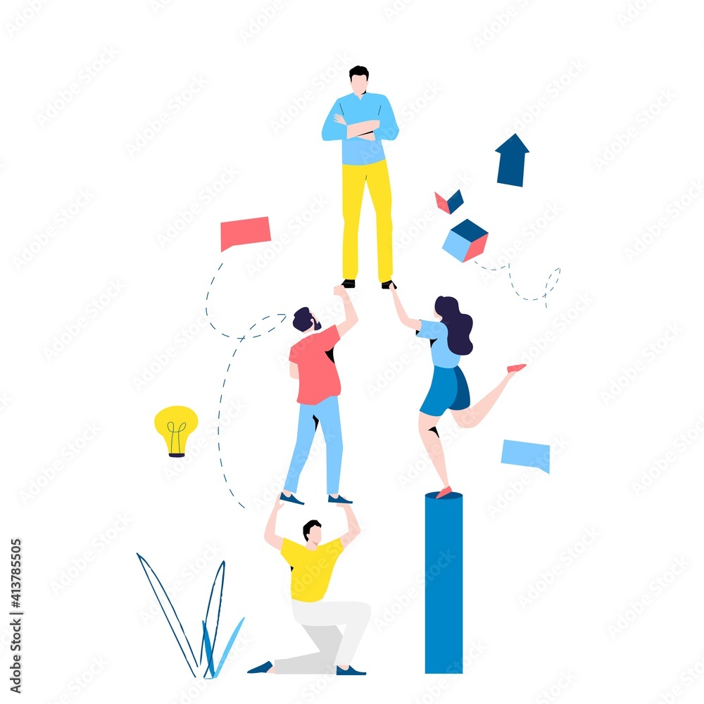 Team work and team building, corporate organization and partnership ...