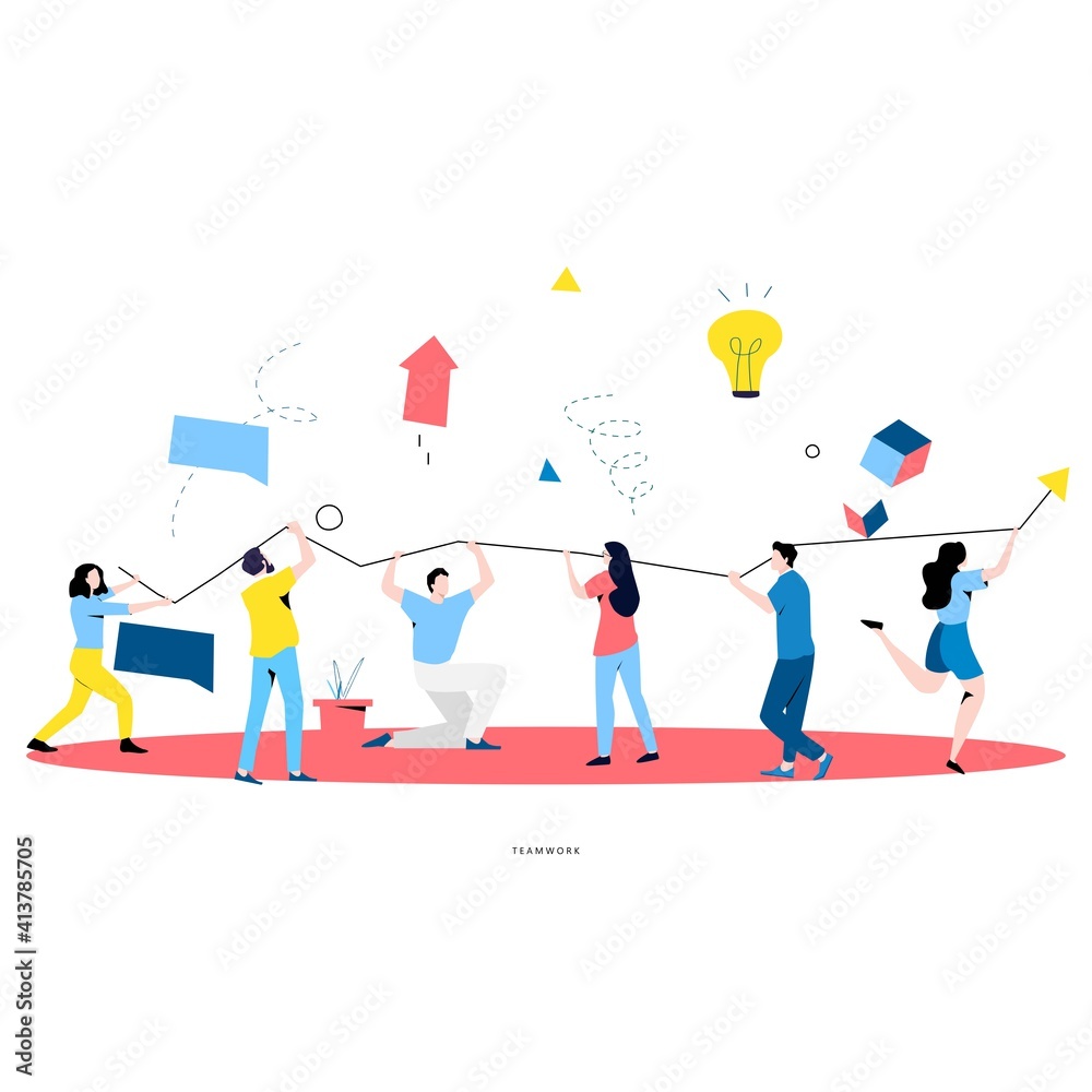 Team work, cooperation, corporate organization, partnership, business ...