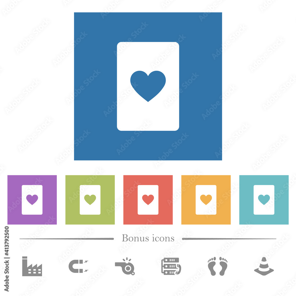Heart card symbol flat white icons in square backgrounds Stock Vector ...