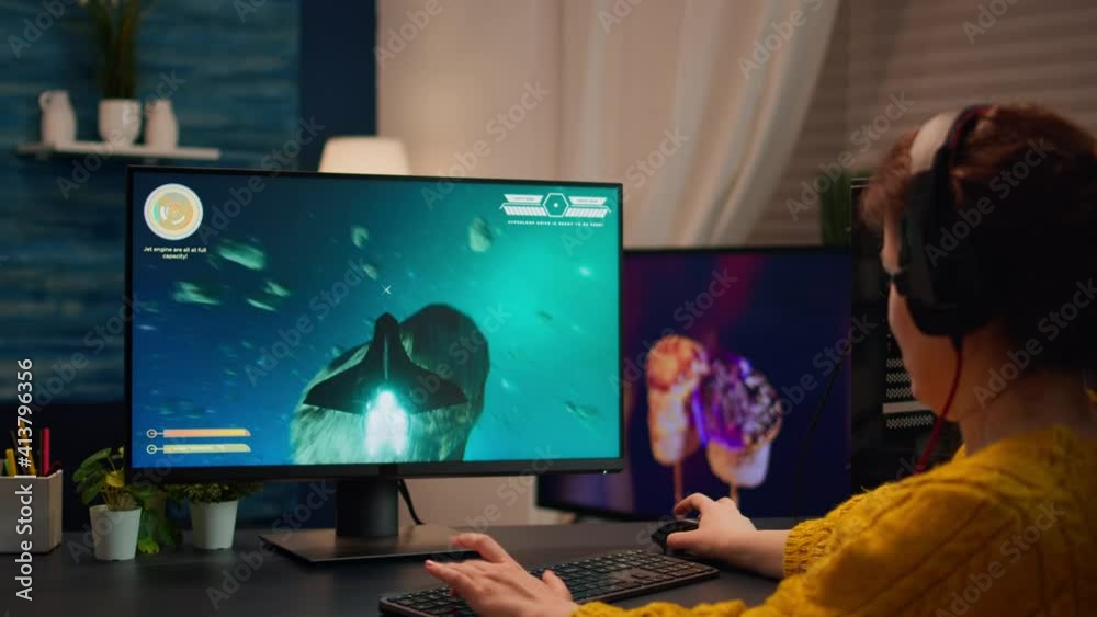 Angry pro gamer while playing shooter games beacuse she losing. Gamer ...