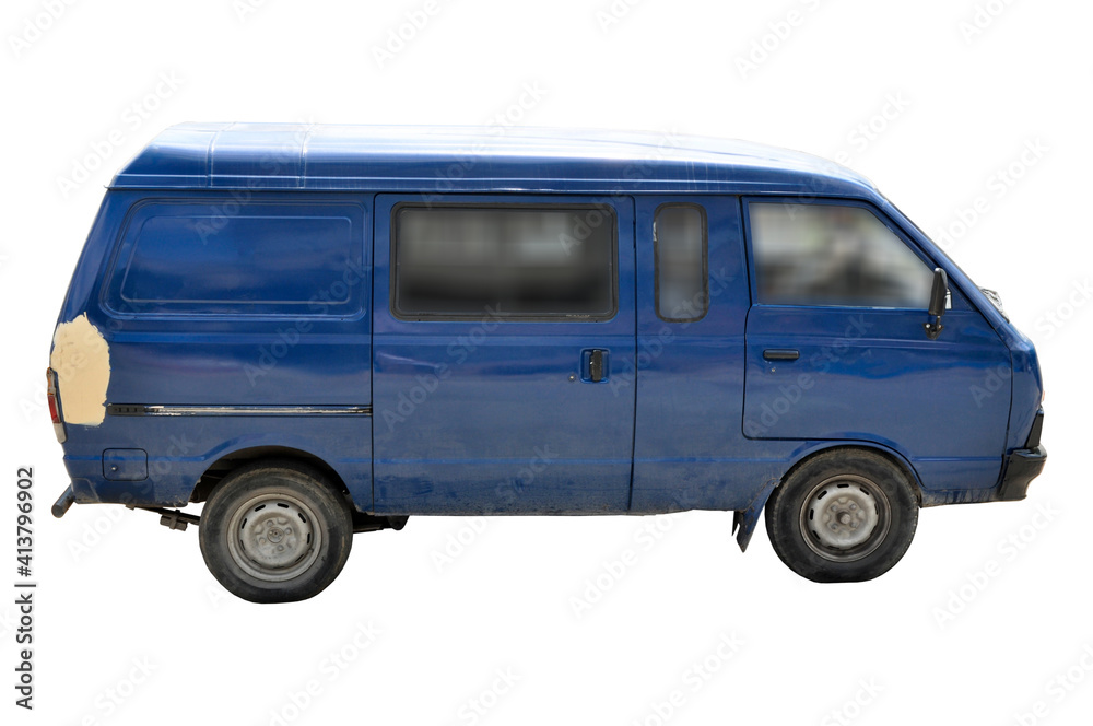 Light commercial vehicle, old model minibus panel van side view ...