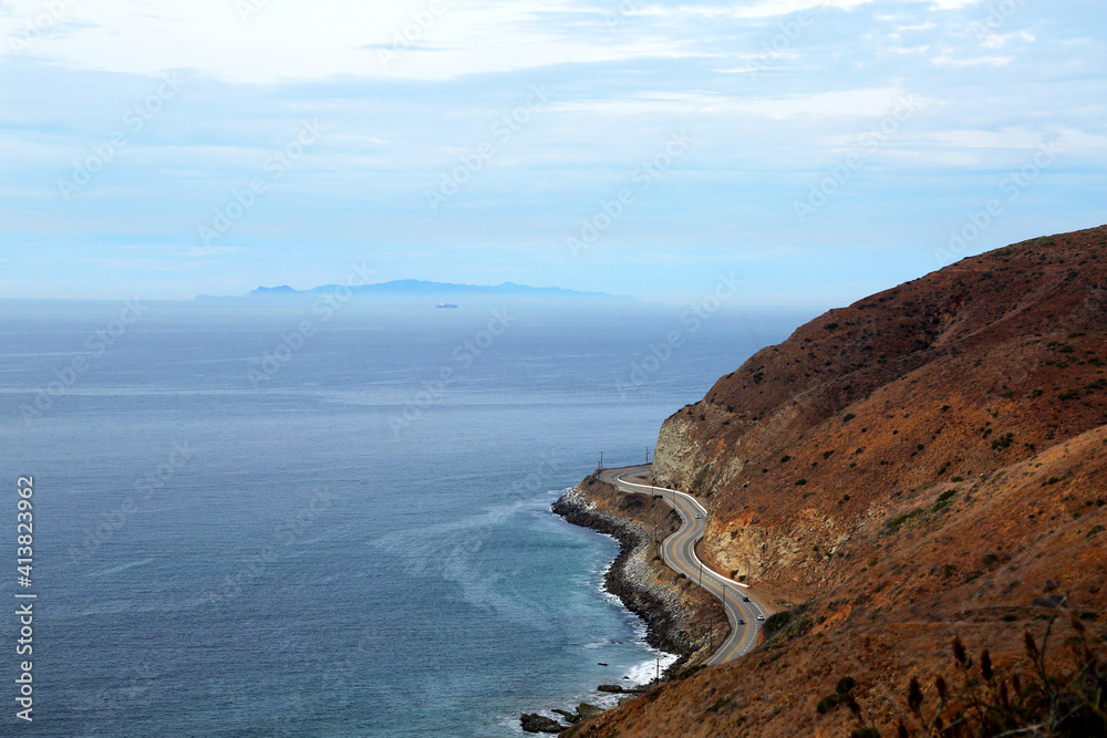 farway shot of pacific coast highway and pacific ocean coastline Stock ...