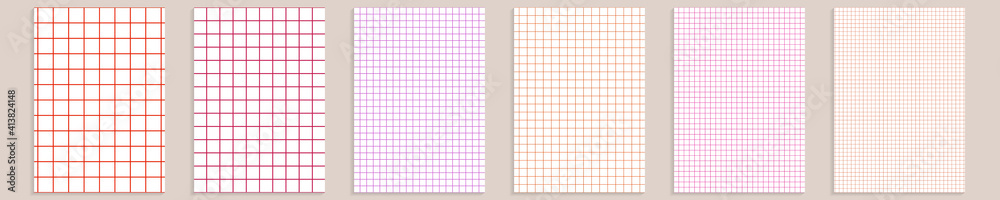 Grid paper set. Abstract squared background with color graph. Geometric ...