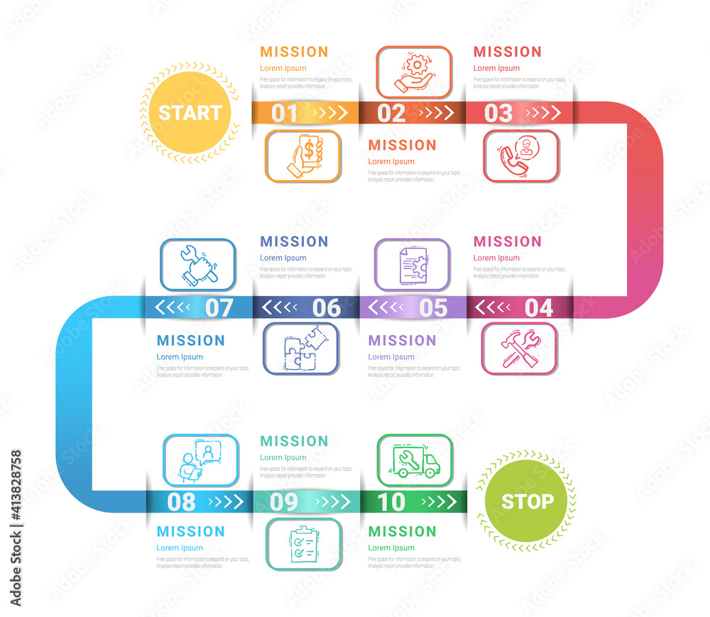 Infographic design template with numbers 10 option can be used for ...