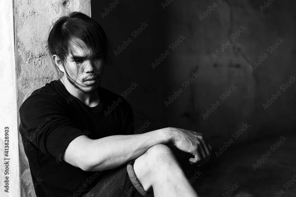 Young stressed man get hopeless and thinking of his life Poor guy get ...