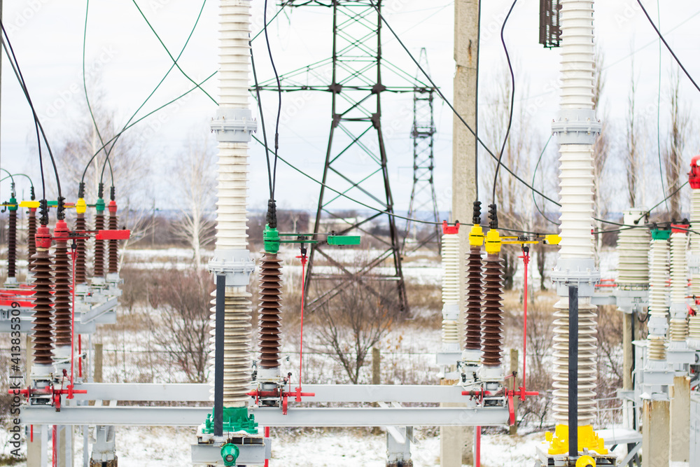 Electrical substation of 110 kV. Current transformer. Stock Photo ...