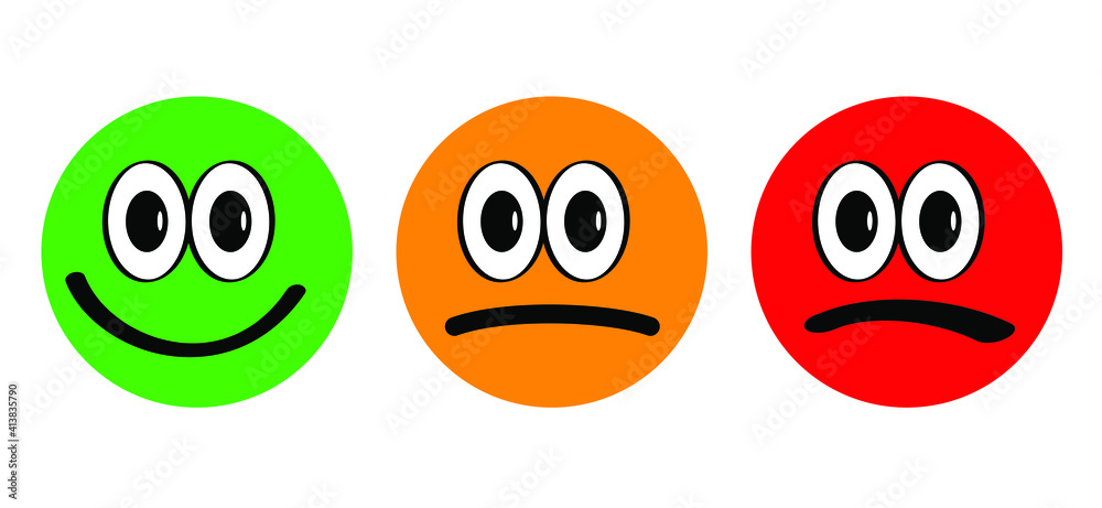 Emotion faces for Buttons Three face with happy, neutral and sad ...