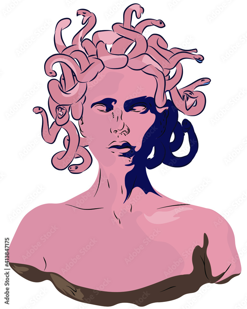 Medusa head with snakes greek myth creature pop art retro vector ...