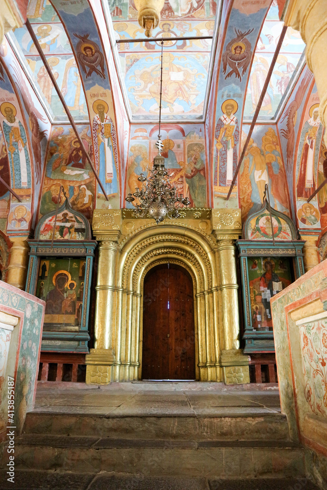 beautiful temple paintings in interior of the old church in Rostov the ...