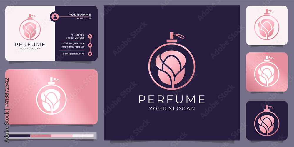 rose gold luxury perfume design template.elegant logo perfume for ...