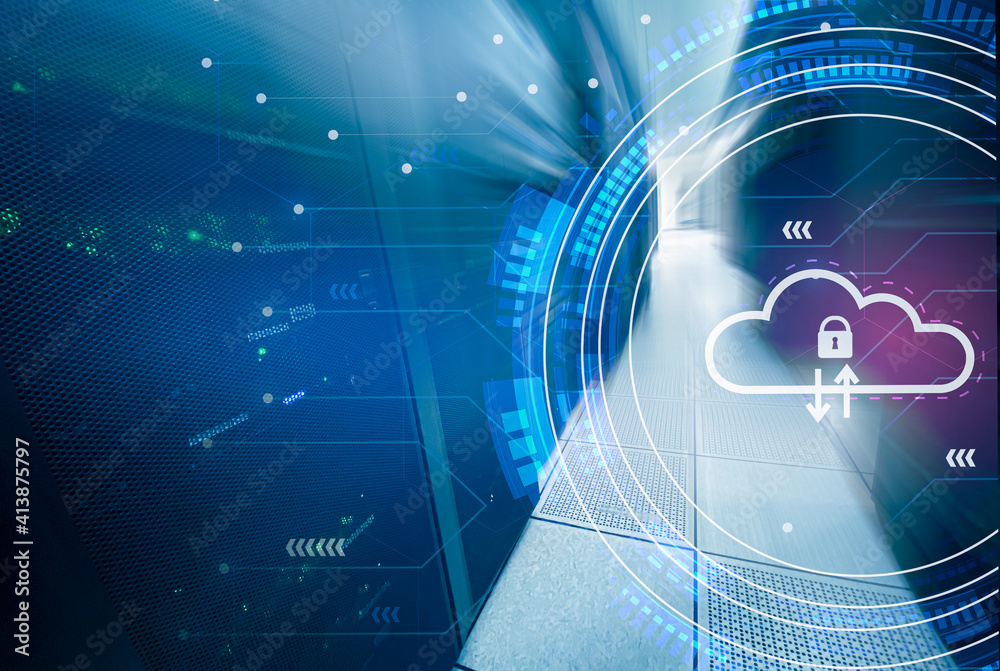 Cloud computing and Raw of server rack or Network device in datacenter ...