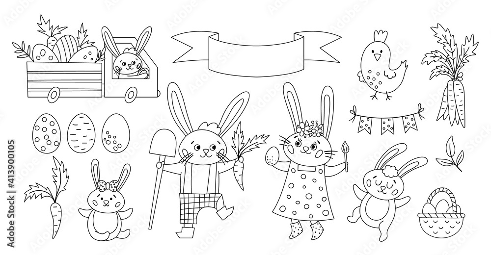 Spring Animal Clip Art Outline