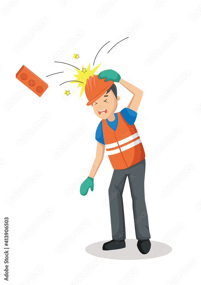 Work safety. Flat vector poster about work accident. Collision with ...