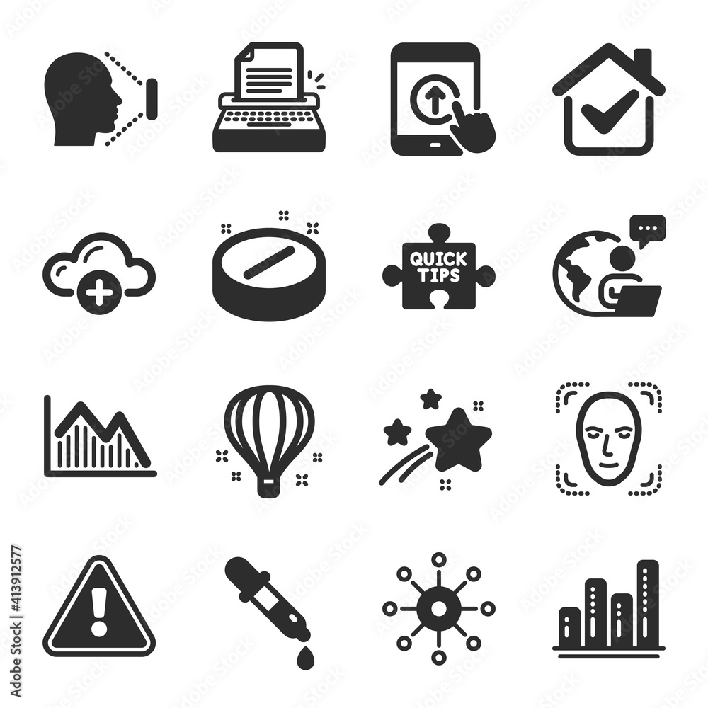 Set of Science icons, such as Swipe up, Investment graph, Face id ...