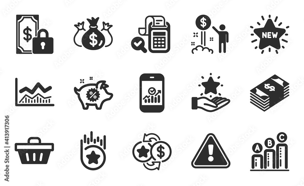 Smartphone statistics, Loyalty points and Loyalty program icons simple set. Private payment ...