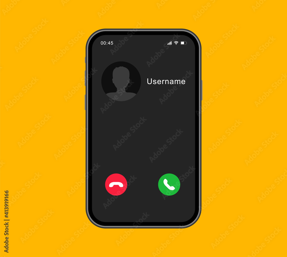 Phone call screen interface. Incoming call template on smartphone ...