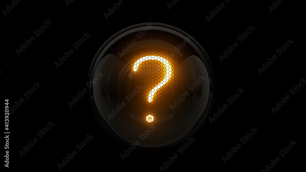 Question symbol in gas discharge indicator. 3D. 3D rendering. Stock ...