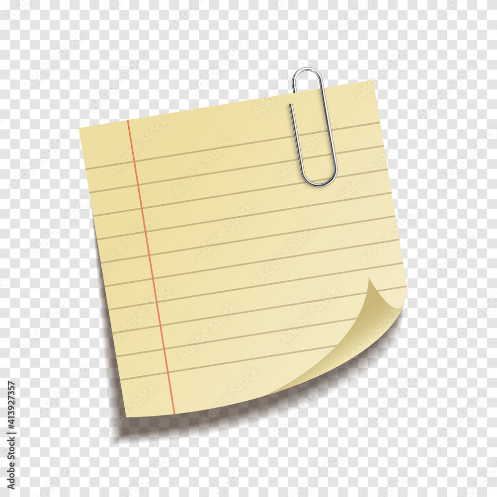 Realistic sticky note sheet. Blank lined paper. Vector illustration ...