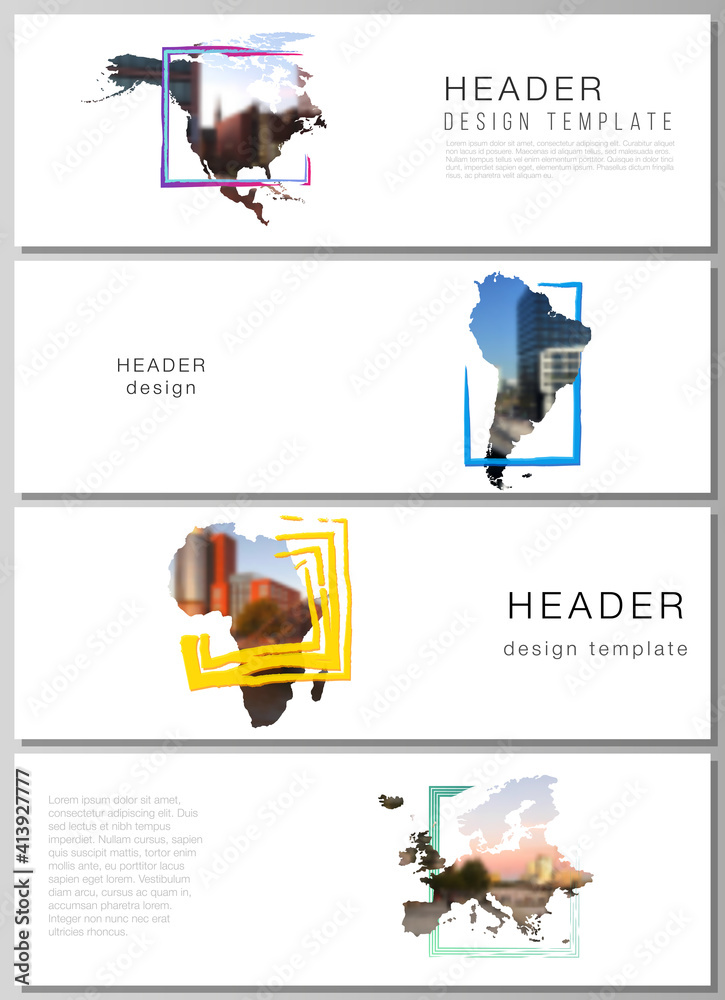 Vector layout of headers, banner templates for website footer design ...