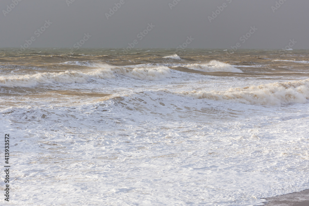 Storm sea sand beach is a neutral color. Natural background in beige ...