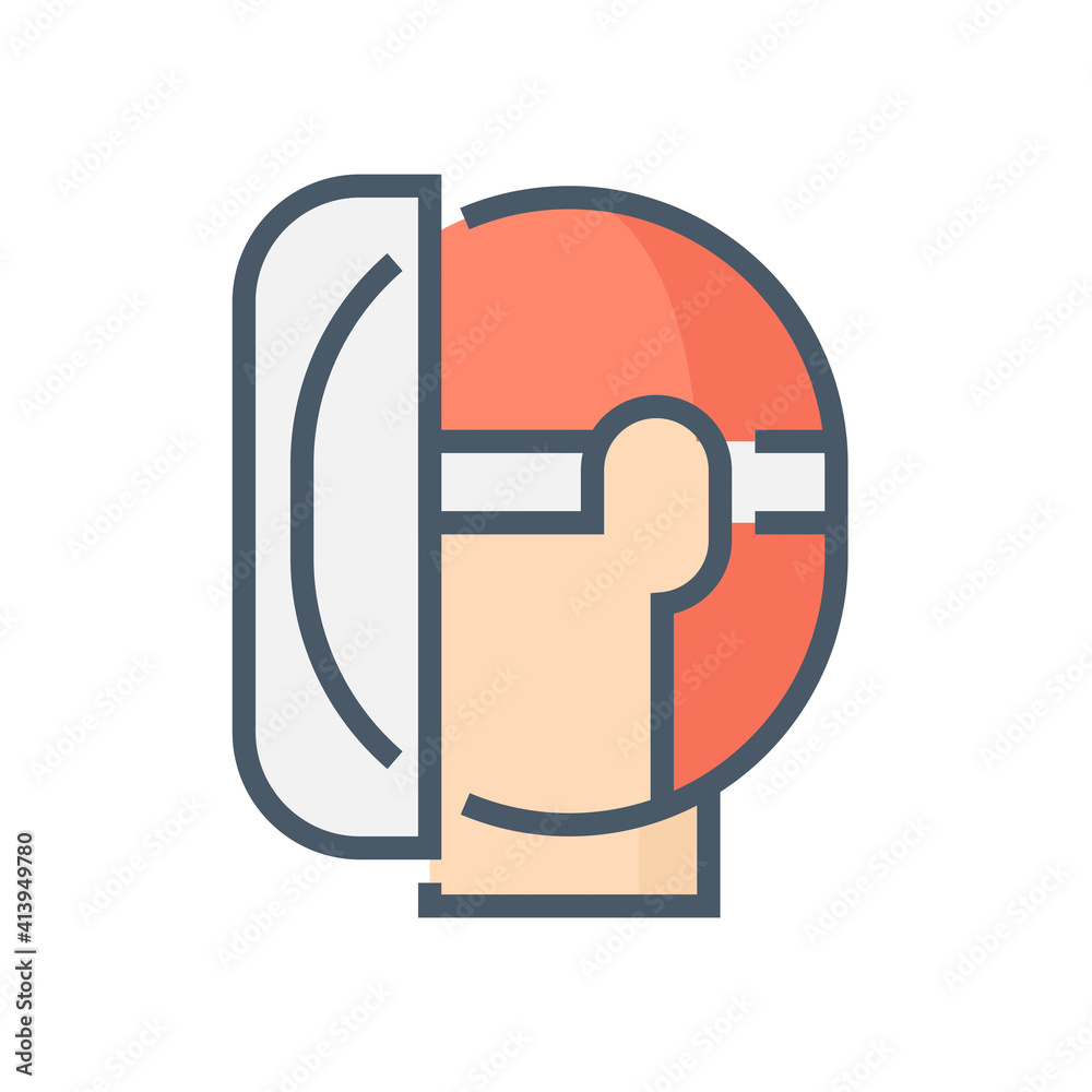 Face shield vector icon. Personal protective equipment (PPE). To cover ...