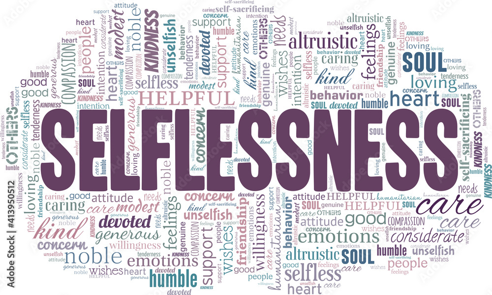 Selflessness vector illustration word cloud isolated on a white ...