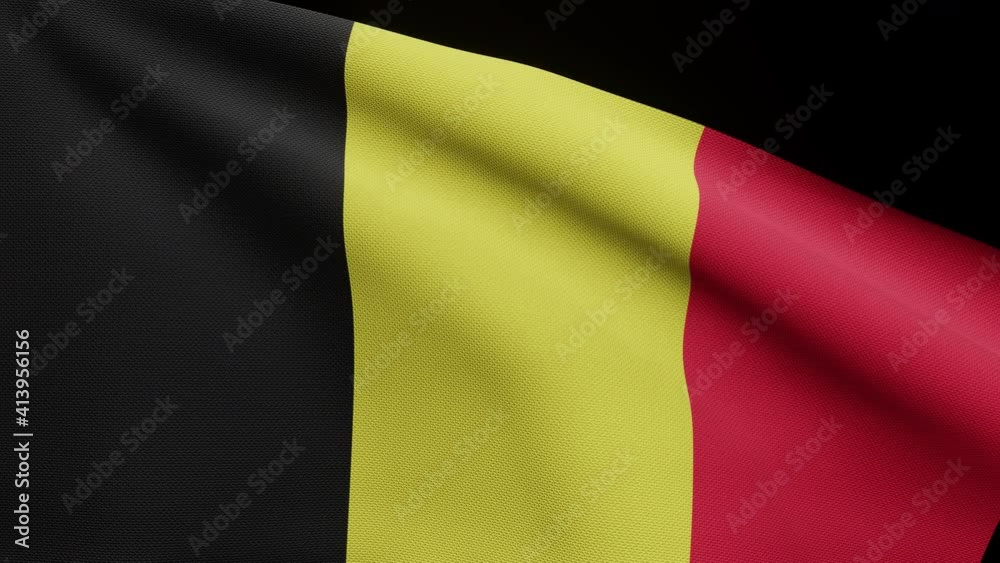 3D illustration Alpha channel Belgian flag waving in wind. Belgium ...