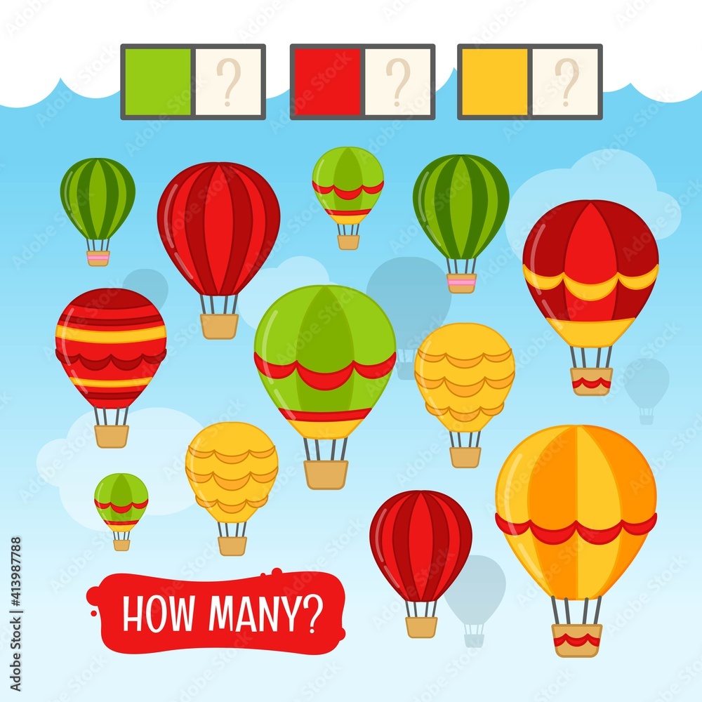 Counting educational children game, math kids activity sheet. How many ...