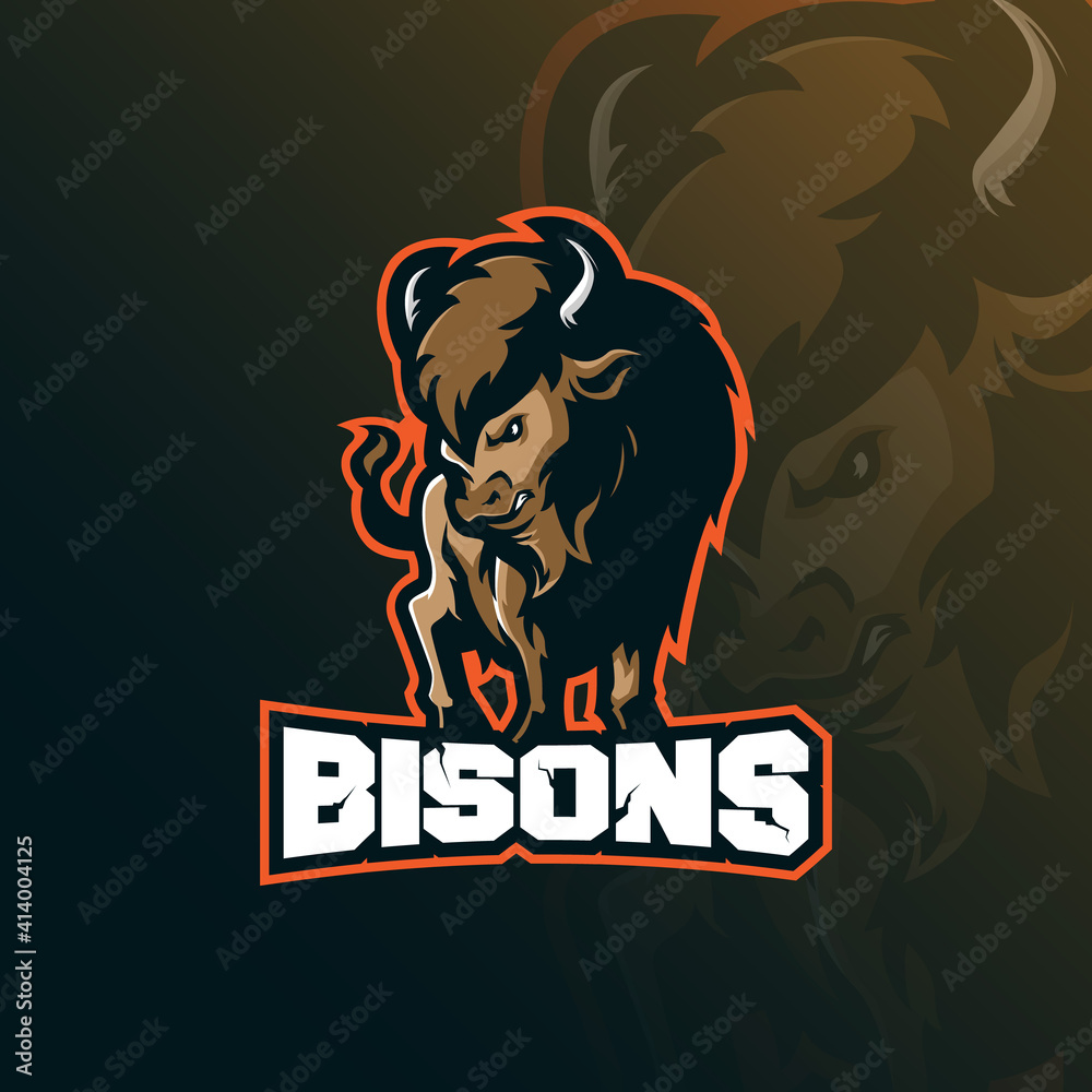 bison mascot logo design vector with modern illustration concept style ...