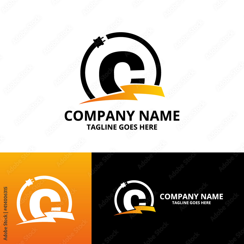 Flash initial letter C Logo Icon Template. Illustration vector graphic ...