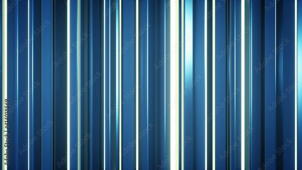 Blue vertical bars are turning. Computer generated abstract motion ...
