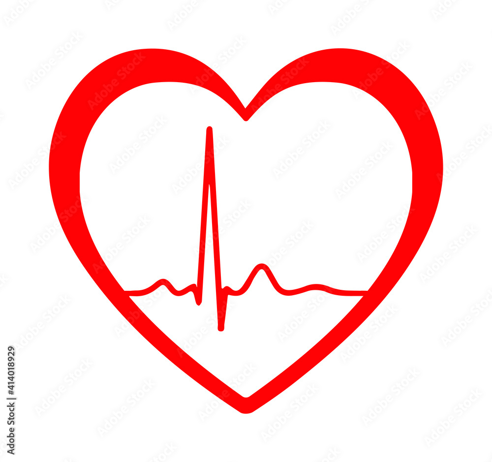 Ecg heart beat line with heart shape. Vector illustration icon. Stock ...