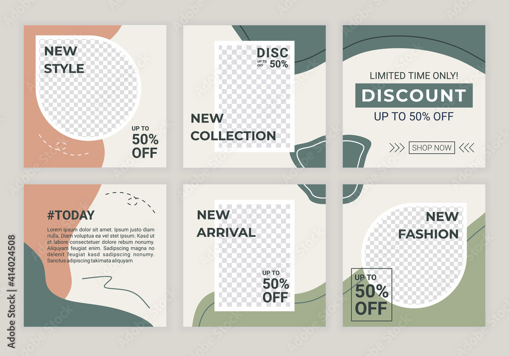 Modern editable social media post template set. Social networks post ...