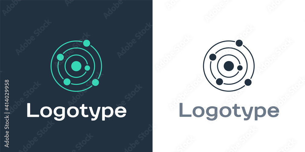 Logotype Solar system icon isolated on white background. The planets ...