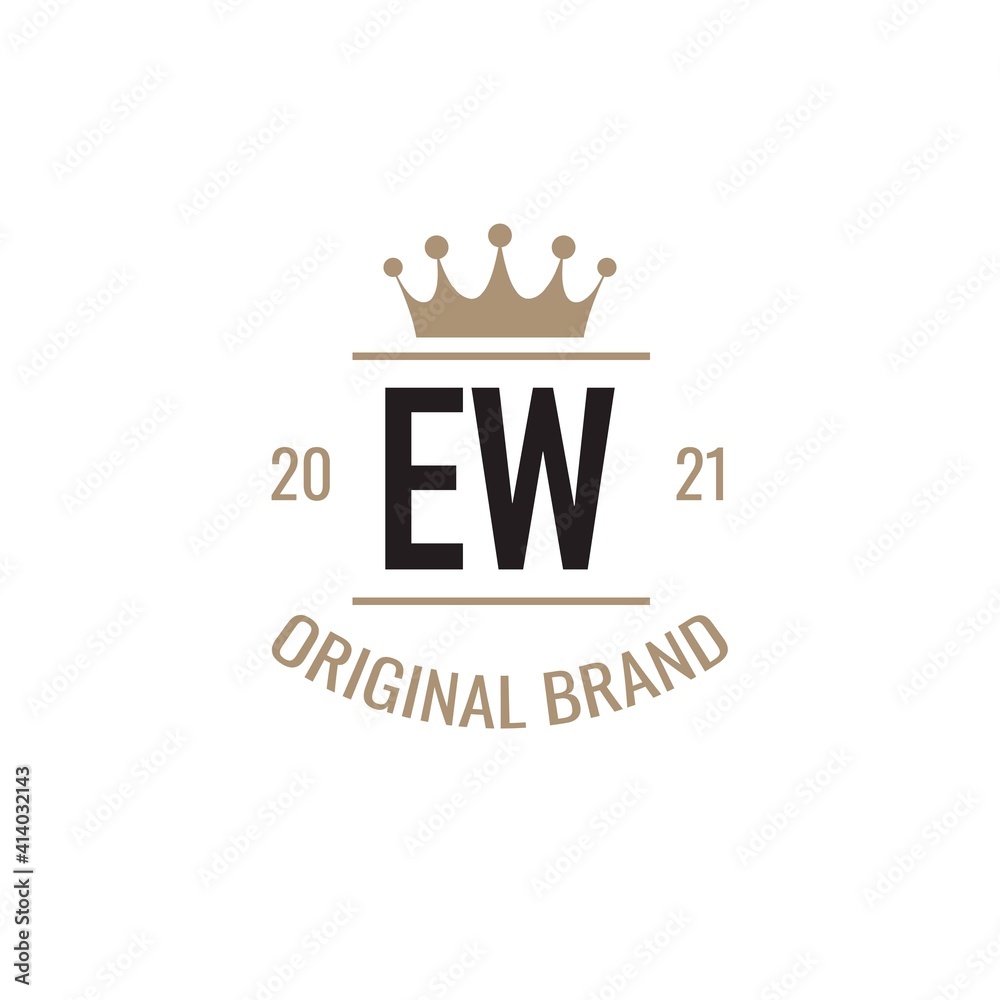 Initial Letter EW King Logo Design Template. Vintage king template logo ...