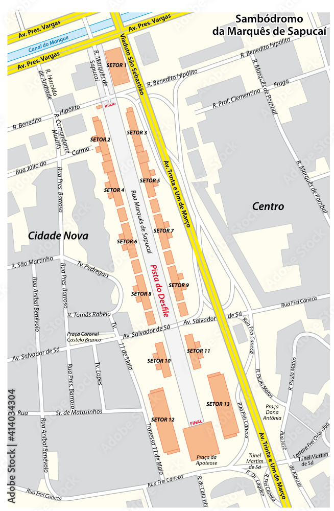 Vector map of the Sambadrome Arena in Rio de Janeiro, Brazil Stock ...