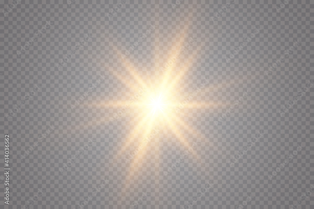 Glow effect. Star on transparent background.Bright sun. Vector ...